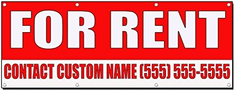 Amazon.com : for Rent Custom Name Phone Number Red Banner Sign 2 Ft X 4 ...