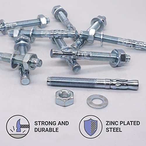 SKIR’CO (30 pcs) Wedge Anchors M10 x 90 mm, Metal Dowels, Bolt Anchor ...