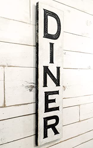 Amazon.com: Vertical Diner Sign - Carved in a 40"x10" Solid Wood Board ...