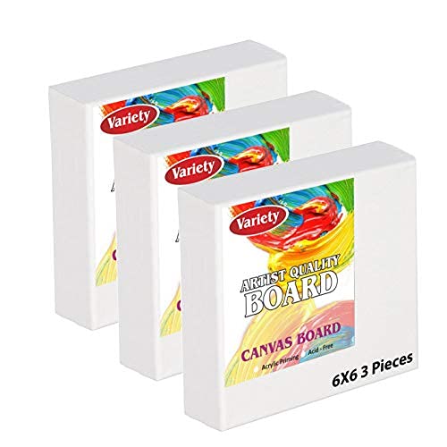 Variety Canvas 6 x 6 Inch 3 Piece Pre Stretched Canvas Board for ...