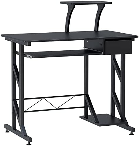 Yaheetech Movable Computer Desk with Sliding Keyboard Tray and Shelves ...