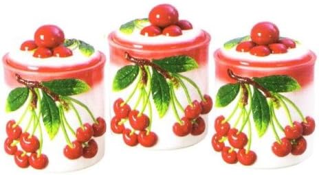 CHERRY 3D Canister Set of 3 Canisters Cherries NEW! : Amazon.co.uk ...