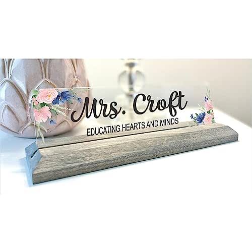 Amazon.com: Personalized Teacher Desk Name Plate - Wooden Block, Custom ...