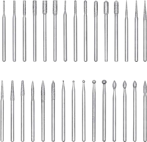 KEWAYO 30pcs Diamond Grinding Bits Set, Diamond Coated Rotary Burrs ...