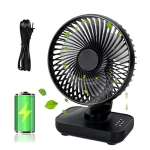 7.3 Inch Portable Type C Table Fan, 4 Speeds Portable Quiet Table Fan ...