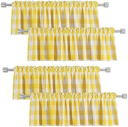 Amazon.com: 4 Pieces Buffalo Check Valances for Windows Living Room 18 ...