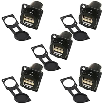 ANMBEST 5PCS Dual USB2.0 IP67 Waterproof Connector, 2 Ports Panel Mount ...