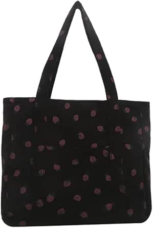 Amazon.com: GETERUUV Cute Strawberry Bag Aesthetic Tote Bag for Women Large Capacity Corduroy ...