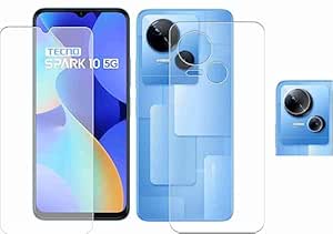 FRONT AND BACK SCREEN TEMPERED GLASS FOR TECNO SPARK 10 5G WITH CAMERA LENS-[PACK]-V1 [PACK-3 ...