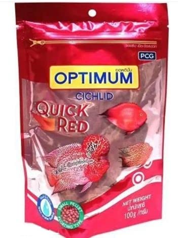 Optimum Cichlid Quick Red Small Pellet Fish Food, 100G Dry Young Fish ...
