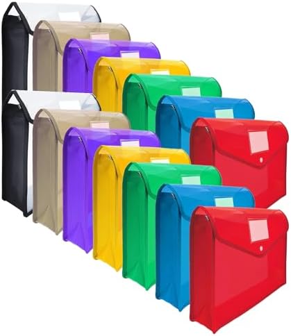 ULVBABI 14-Pack A4 Plastic Document Wallets, Waterproof Popper Folders ...