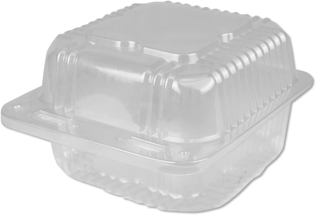 Amazon.com: DurablePak Plastic Clear HINGED CONTAINERS, 6 X 6, 21 OZ ...