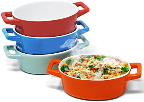 Invero® 4x Set of Mini Stoneware Rectangular Coloured Small Oven to ...