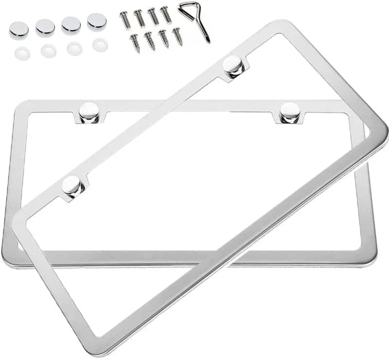 Amazon.com: Generic Stainless Steel License Plate Frames,2 Pack Front ...