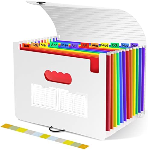 Amazon.com : Sooez Vegan Leather Accordion File Organizer with 24 ...