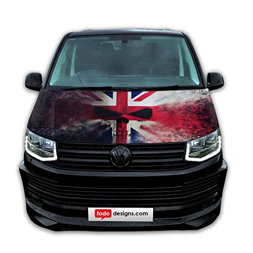 Bonnet vinyl wrap for VW T4 T5 T6 Union Jack Skull graphic sticker ...