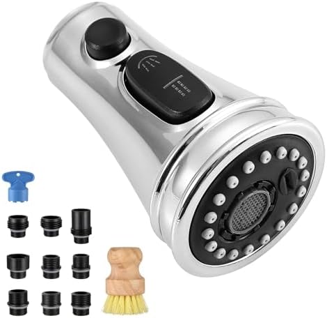 Kitchen Faucet Head Replacement with 9 Adapters, 3-Function Pull Down ...