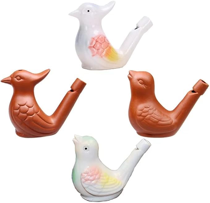 Pack of 2 Terracotta and 2 Ceramic Bird Whistles - Handmade Ceramic ...