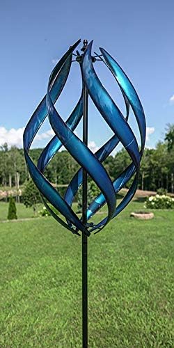 Amazon.com: 85.5" Blue Kinetic Stratus Vertical Wind Spinner Metal ...