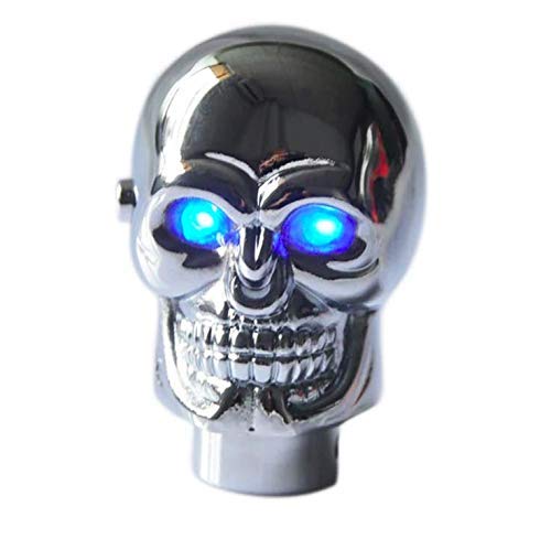 Automaze® Alloy 3D Skull Head Blue Finish Eye LED Light Car Manual Gear ...