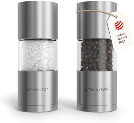 LARS NYSØM Salt and Pepper Mills Set Stainless Steel with Adjustable ...