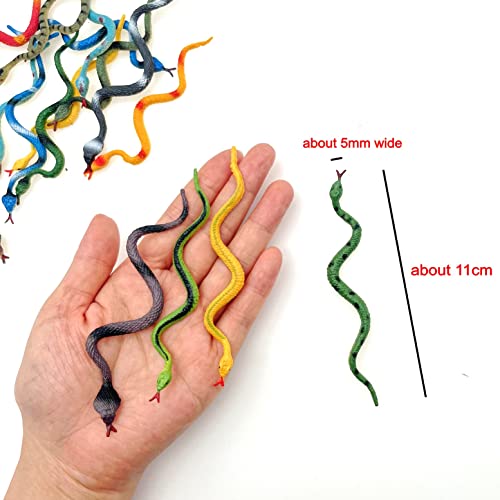 JZK 24 x Assorted mini Plastic snakes, flexible Fake snake toys for ...