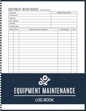 Equipment Maintenance Log Book: Daily Preventive Care for Machine ...
