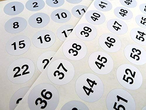 Amazon.com: Silver 25mm (1 inch) Round Consecutive, Sequential Number ...