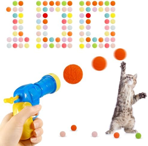 Amazon.com : FANKUTOYS Cat Toy Balls,1 Cat Ball Launcher and 100Pcs 1 ...