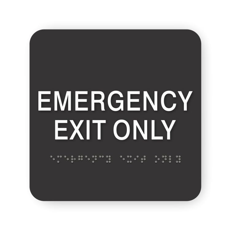 Amazon.com : JUSTBRAILLESIGNS ADA EMERGENCY EXIT ONLY braille sign, 6 ...