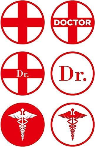 ISEE 360® 6 PCs Doctor Stickers for Car Red & White Dr Logo Sticker (11 ...