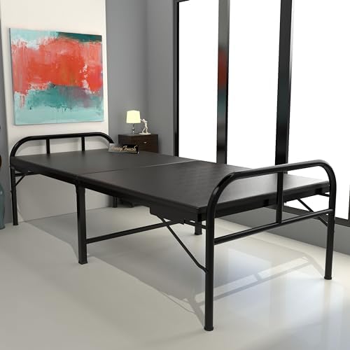 Honey Touch® Metal Folding Bed Single Size with Double Layer Mattress ...