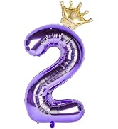 Amazon.com: 2 Number Balloon Pink 40 inch Big Foil Crown Helium 2nd ...