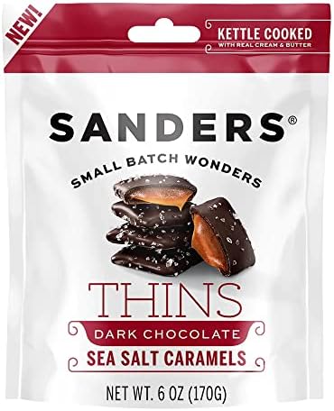 Amazon.com : Sanders Dark Chocolate Sea Salt Caramel Thins, 6 Ounce Bag ...