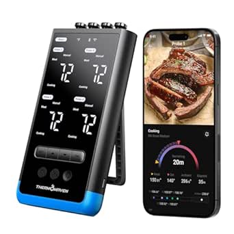 Amazon.com: ThermoMaven Blue Wireless Meat Thermometer: Smart ...