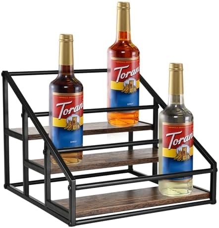 Amazon.com: Mustry 3-Tier Coffee Syrup Organizer, Wood and Metal, 12 ...