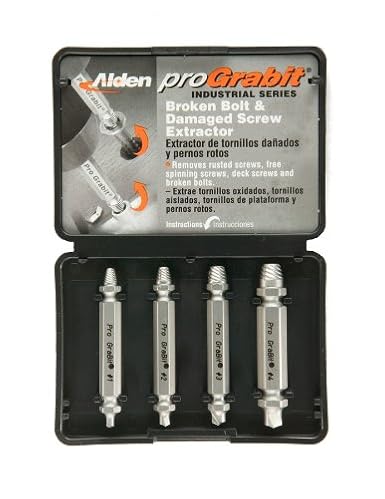 Alden 8440P Grabit Pro Broken Bolt and Damaged Screw Extractor 4 Piece ...