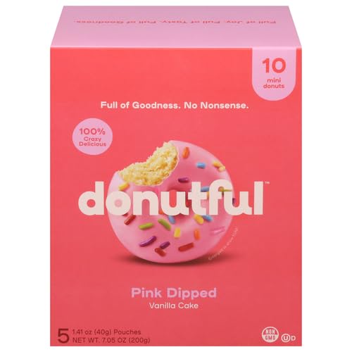 Amazon.com: Donutful Pink Dipped with Sprinkles Mini Donuts Snack Pack ...