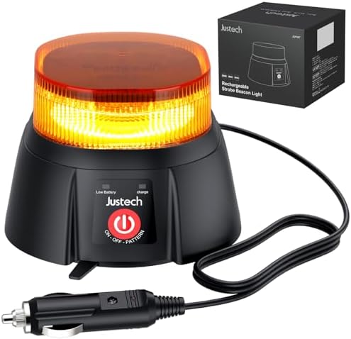 Justech 36-LED Rechargeable Strobe Beacon Light Portable Rooftop Amber ...
