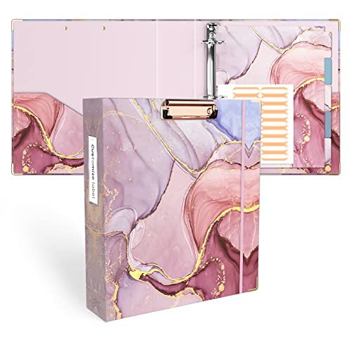 Ospelelf 3 Ring Binder 2 Inch, Cute Binder for Letter Size (11" x 8.5") with 5 Tab Dividers ...