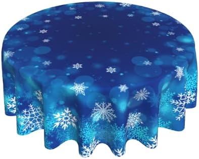 Amazon.com: Giwawa Winter Snowflakes Round Tablecloth, Christmas Blue ...