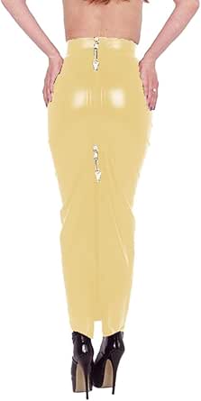 Amazon.com: Lockable PVC Shiny High Waist Hobble Skirts Sissy Sexy Two-Way Zipper Long Mermaid ...