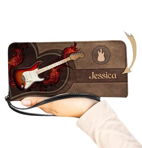 Amazon.com: Personalized Acoustic Guitar Love Women Leather Wallet ...