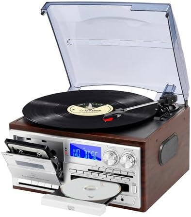 Amazon.com: MUSITREND 9 in 1 Record Player 3 Speeds Vinyl Bluetooth ...