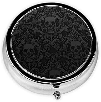 Amazon.com: Gothic Wallpaper Skull Print Round Pill Box, Metal Iron ...