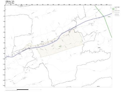 Amazon.com : ZIP Code Wall Map of Atkins, VA ZIP Code Map Laminated ...