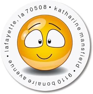 Amazon.com : Emoji Icons Round Return Address Labels (6 Designs) - Set ...
