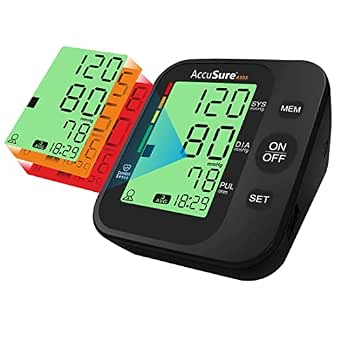 AccuSure AS05 Blood Pressure Monitor 3 Color Smart Display Technology ...
