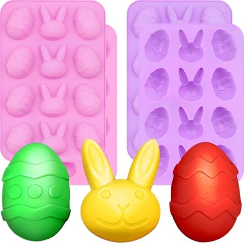 Amazon.com: 2 Pack Easter Chocolate Mold 18 Cavity Easter Egg Rabbit ...