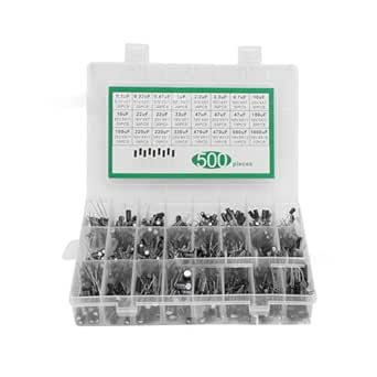 Amazon.com: 500Pcs Electrolytic Capacitor Assortment Kit Box 0.1uF ...
